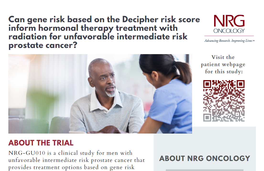 NRG-GU010: Decipher Risk Score & Prostate Cancer - NRG Oncology