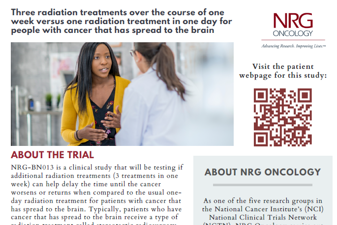NRG-BN013 Three radiotherapy treatments in one week for brain mets ...